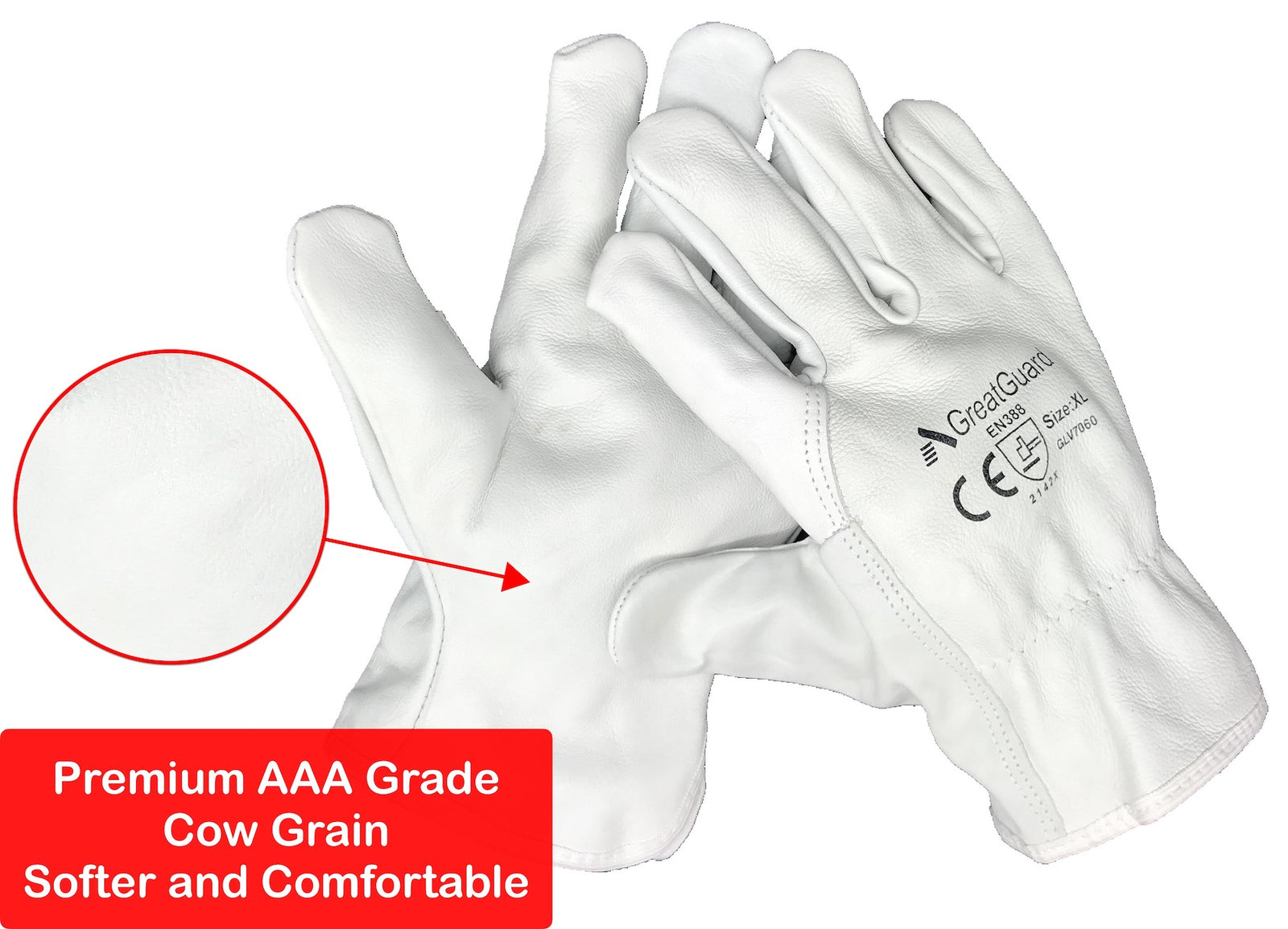 Rigger Gloves Cow Grain Hide (Pack of 12,from $4.30/pair)
